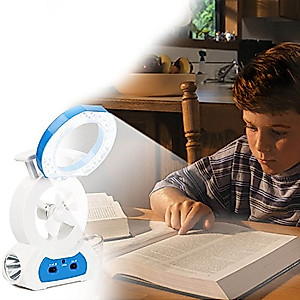 iMounTEK Mini Portable Cooling Rechargeable Electric Powered Small Quiet Desktop Table Fan W/ 22 LED Desk Lamp/Light & Powerful LED Flashlight (Blue)