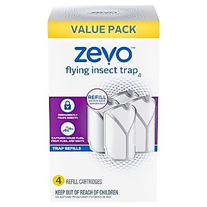 Zevo Flying Insect Trap, Fly Trap Refill Cartridges (4 Total Refill Cartridges)