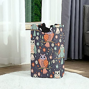 Kigai Sweet Owl Large Laundry Baskets Waterproof Collapsible with Handles Dirty Clothes Organizer Toy Storage Basketfor College Dorms Laundry Room Bedroom Bathroom
