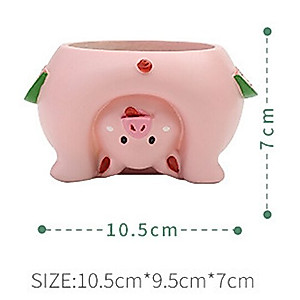 Youfui Cute Animal Flowerpot Animal Resin Succulent Planter Desk Mini Ornament (Pig)