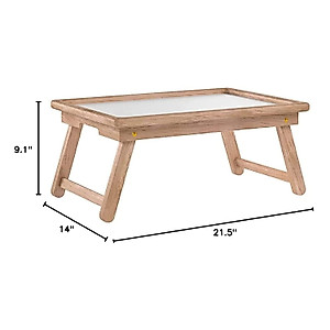 Oakestry Wood Ventura Bed Tray Natural/White with Foldable Legs Breakfast Tray for Sofa Bed Eating Working Used as Laptop Desk Snack Tray