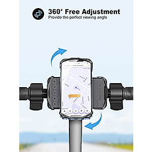 iBytoc Bike Phone Mount, [360°Rotation Shockproof] Bicycle Phone Holder, Universal Silicone Motorcycle Phone Mount Compatible with iPhone 14 13 12 11 Pro Max, More 4.0"-6.7" Phone