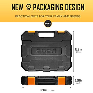 BOEN 19-Piece 1/2" Drive Deep Impact SAE Socket Set, 3/8"-1-1/4", Cr-V Steel, Extensions, Joint, Adapter - Meets ANSI