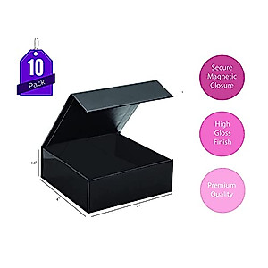 Purple Q Crafts SMALL Black Hard Gift Box With Magnetic Closure Lid 4" x 4" x 1.6" Square Favor Boxes With black Glossy Finish (Black 10 Boxes)