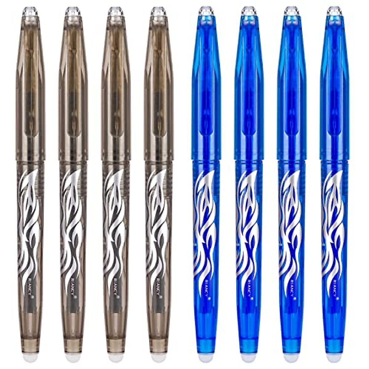 RIANCY Erasable Pens, Erasable Gel Ink Rollerball Pens, ink pens,Fine Point 0.5mm, Rolling Ball Pens with Eraser,4 Black & 4 Blue Erasable Gel Ink Pen for Drawing Writing Planner School Supplies Gift