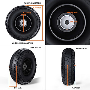 Moving Dolly with Handle, 2 × 10" Heavy Duty Solid Rubber Tires Wheels 1000LBS Load Capacity for Panel/Slab/Plywood/Door/Granite/Drywall Material Handling and More - Yellow