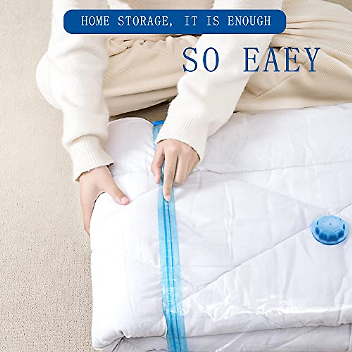 Nayoge Space Saver Vacuum Storage Bags Vacuum Sealed for Clothes,Comforters and Blanketes with Hand Pump,80% More Storage,Variety（Include 3D Bags）Pack of 6