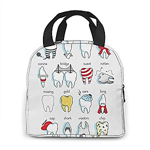 antspuent Dental Combination Lunch Bag for Women Girls Kids Insulated Picnic Pouch Thermal Cooler Tote Bento Large Meal Prep Cute Bag Big Leakproof Soft Bags for Lunch Box, Camping, Travel, Fishing