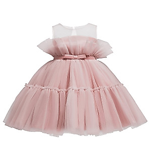 Nileafes Toddler Formal Dress Tulle Fluffy Dresses Baby Girls Princess Dress Size90 (1-2 Years,766 Pink-N)