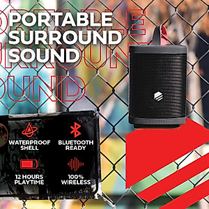 Tech-Life Boss- Premium Portable Bluetooth Speaker - Waterproof Outdoor Party Speaker w/Amazing Sound, Heavy Bass, No Distortion, 12hr Batt- Pair 100 Together for The Ultimate Portable Speaker System
