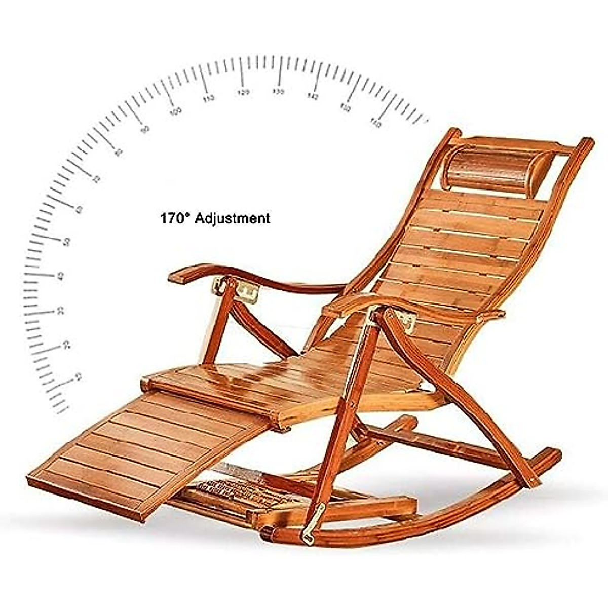 Zero Gravity Chair Lounge Chair Bamboo Recliner Wood Lounge Chair Folding Lunch Break Zero Gravity Relax Neck Pillow for Leisure Garden Folding Recliner Chair Patio Lounge Chair (Color : E+Cushion)