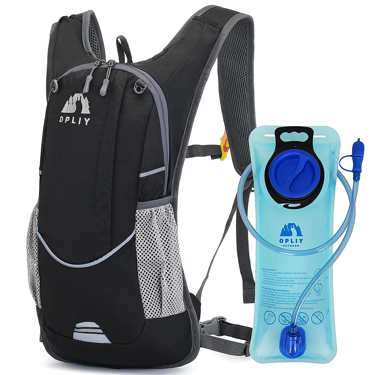 Hydration Pack,Hydration Backpack with 2L Hydration Bladder Lightweight Running Water Backpack for Women Men Kids (Black)