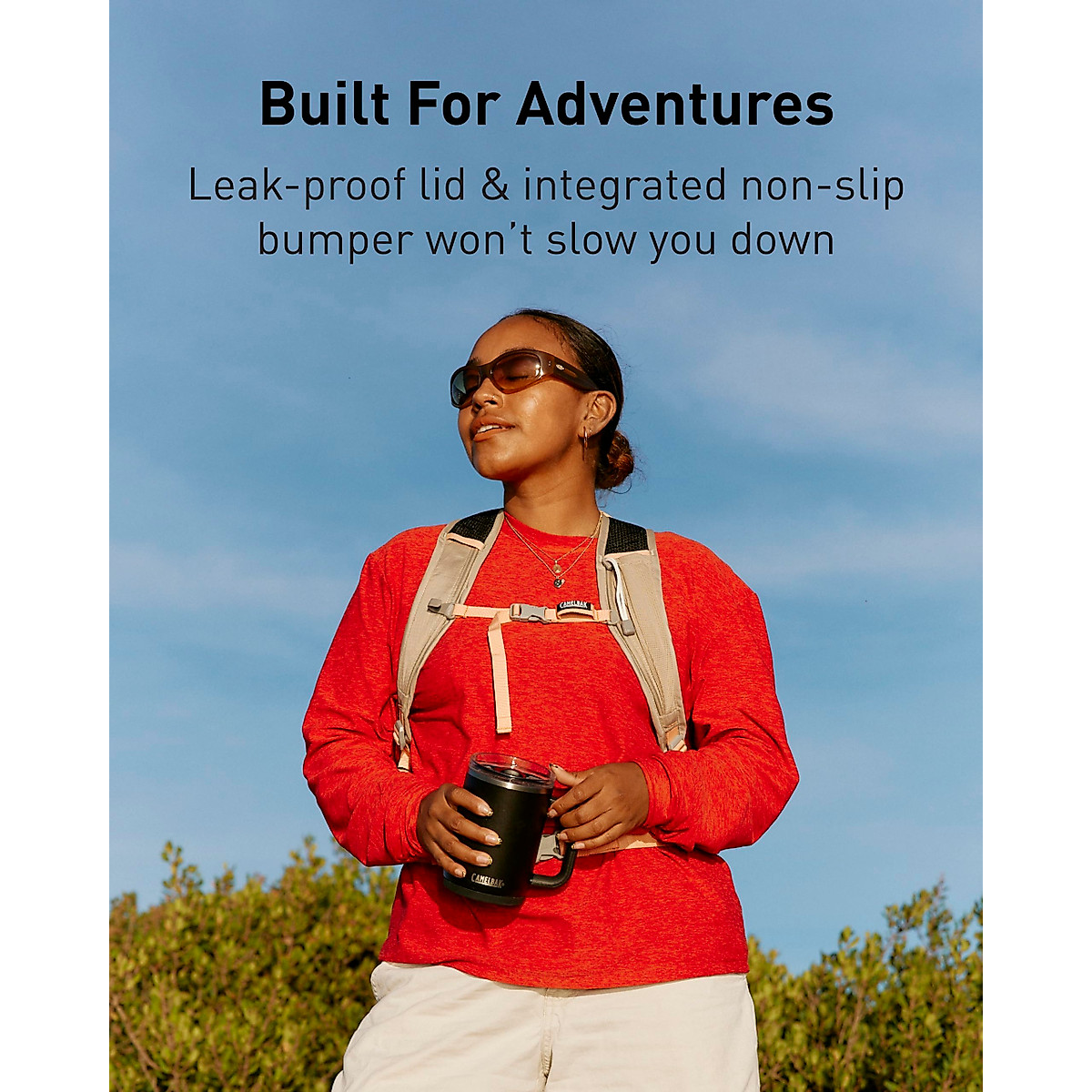 CamelBak Thrive Leak-Proof 16 oz Mug, Insulated Stainless Steel - For travel, coffee, tea, hot beverages - Spill Proof - Cup-holder Compatible, Desert Sunrise