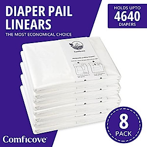 COMFICOVE Refills Compatible with DEKOR PLUS Diaper Pails | 8 Pack | Extra Thick Diaper Pail Refill Liners | Fresh Scent | Easy to Replace and Dispose of Diaper Bag | Odorless Baby Diapers Disposal