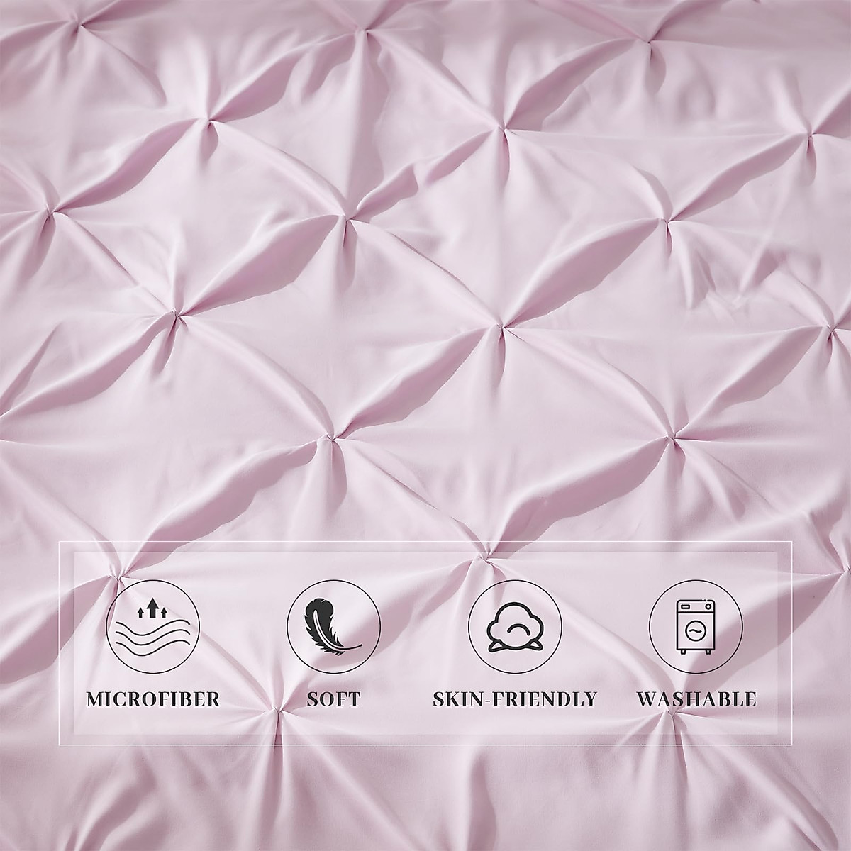 SunStyle Home Pinch Pleated Duvet Cover Turquoise 3 Pieces Duvet Covers King Size Soft Microfiber Luxury Duvet Cover with Zipper Closure & Corner Ties for All Season(1 Duvet Cover, 2 Pillow Shams)