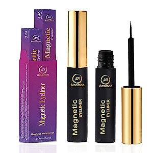 Amamba Magnetic Eyeliner, Waterproof and Smudge Resistant Magnetic liner,No iron powder and Natural Look【2pcs】