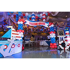 100PCS Red White Blue Balloon Garland Kit for Boys Men Royal Navy Blue Party Decorations Arch Balloons Set with 16ft Balloon Stripe Tape Chain for Birthday Graduations Themed Party Home Decor