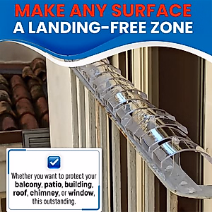Petslandia Bird Deterrent System - Polycarbonate UV Resistant Pigeon Dissuasion, Cruelty-Free Pigeon Proof, Long Lasting, Suitable for Balconies, Patios and Outdoors (78 in)
