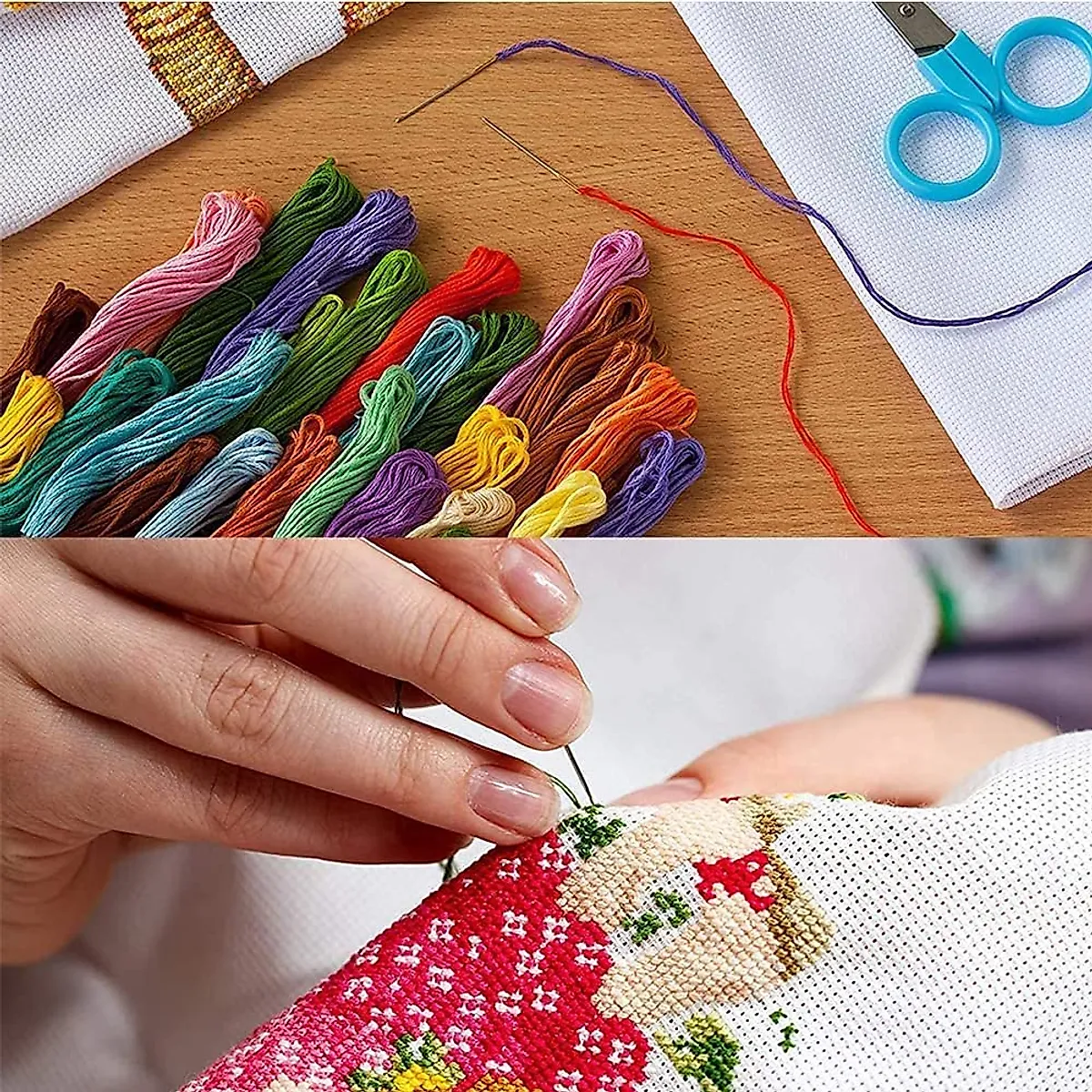 DAICHEL Mushroom Cross Stitch Kits for Adults - Stamped Crossstitching Kits Preprinted 11 Count Cross-Stitch Kit for Beginner, 11CT Prestamped Easy Pattern Needlepoint Kits Crafts Decor 11.8x15.7inch