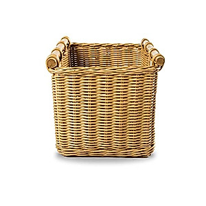 The Basket Lady Tall Narrow Wicker Storage Basket, Medium, 18 in L x 12 in W x 11 in H, Sandstone