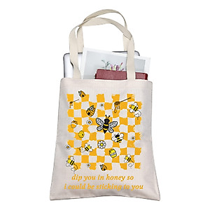 BLUPARK Singer Inspired Tote Bag Daylight Lyrics Tote Bag Singer Song Album Merch Singer Music Gift Reusable Canvas Tote Bag (Dip you in honey tote)