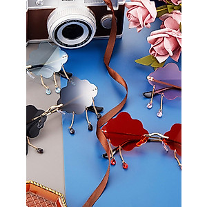 Weewooday 4 Pairs Cloud Sunglasses Raindrop Colorful Rimless Cute Sunglasses Funny Heart Flame Shaped Disco Glasses for Women Men