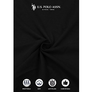 U.S. Polo Assn. Womens Pajamas - Short Sleeve PJs with Jogger Pajama Pants (Black, Large)