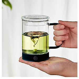 Jadelute Automatic stirring cup, high borosilicate glass, suitable for coffee, milk,granule,syrup,sachets and other drinks丨Sakura 400ml