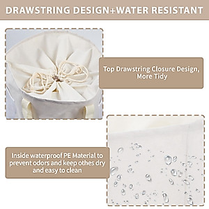 Golden Ample Large 122L Laundry Basket with Lid, Collapsible Drawstring Laundry Hamper, Waterproof Dirty Clothes Laundry Basket with Long Handles for Clothes and Toys, Dorm, Family