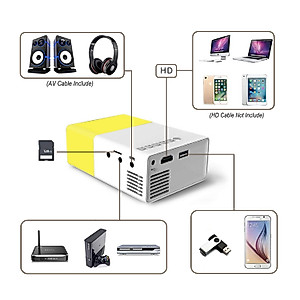 Mini Projector, Movie Projector with 10000 Hours LED Lamp Life and 1080P Supported Projector, with HDMI USB AV Interfaces and Remote Control, Outdoor Entertainment,Video TV Party Game, Kids Gift