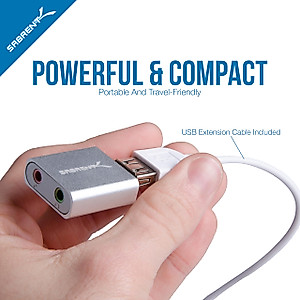 SABRENT Aluminum USB External Stereo Sound Adapter for Windows and Mac. Plug and Play No Drivers Needed. [Silver] (AU-EMAC)