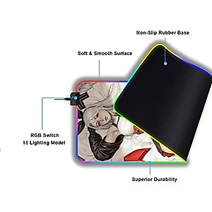 Mouse Pads Anime Girl Sexy Butt RGB Mouse Pad Gaming Accessories Luminous LED Laptop Gamer Keyboard Carpet Mat Desk 39.37 inch x19.68 inch -A8