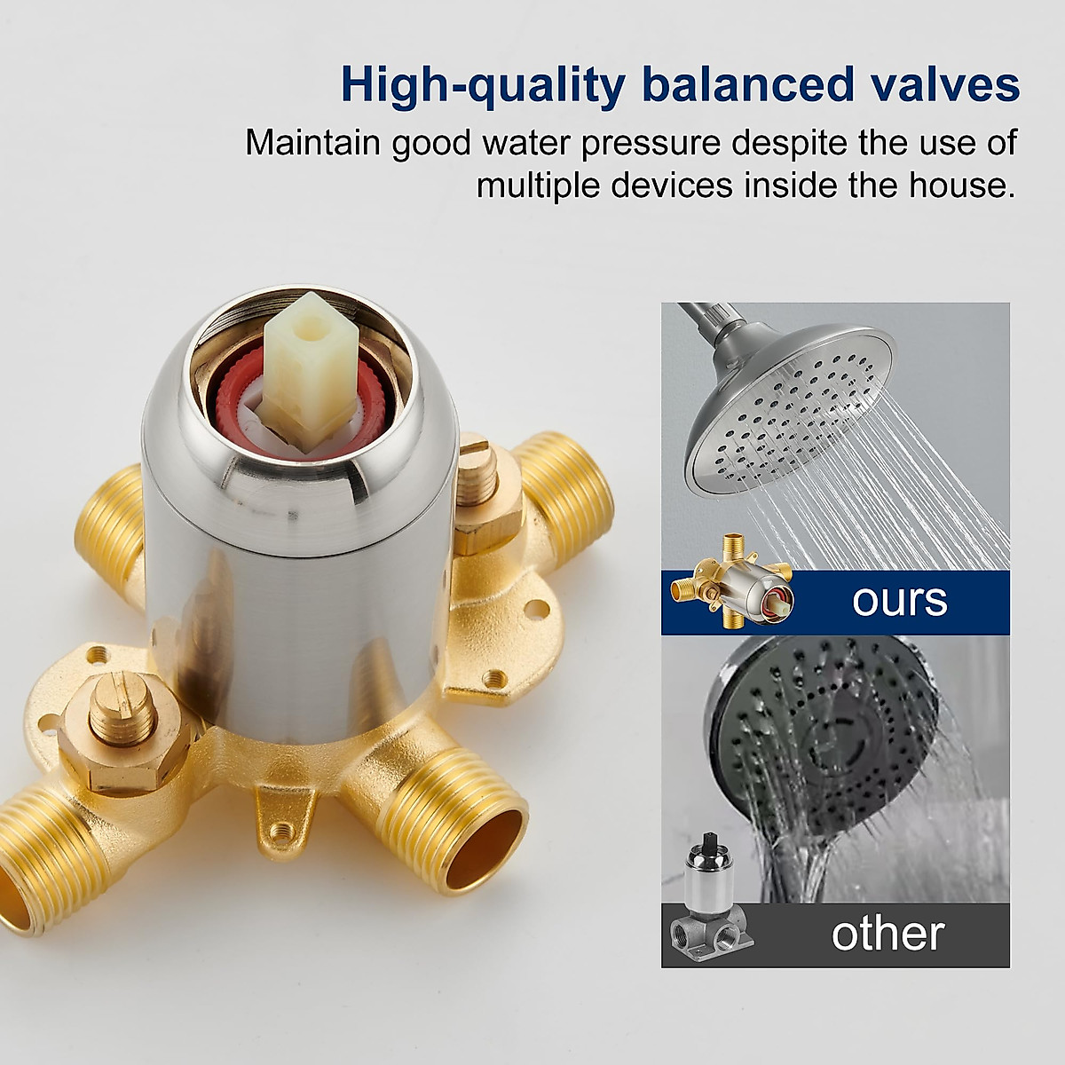 FROPO Tub Shower Faucet Set with Valve, 6-Inch Shower Head and Handle Set Brushed Nickel, Single-Handle Tub and Shower Trim Kit with Touch-Clean Rain Shower Head and Tub Spout