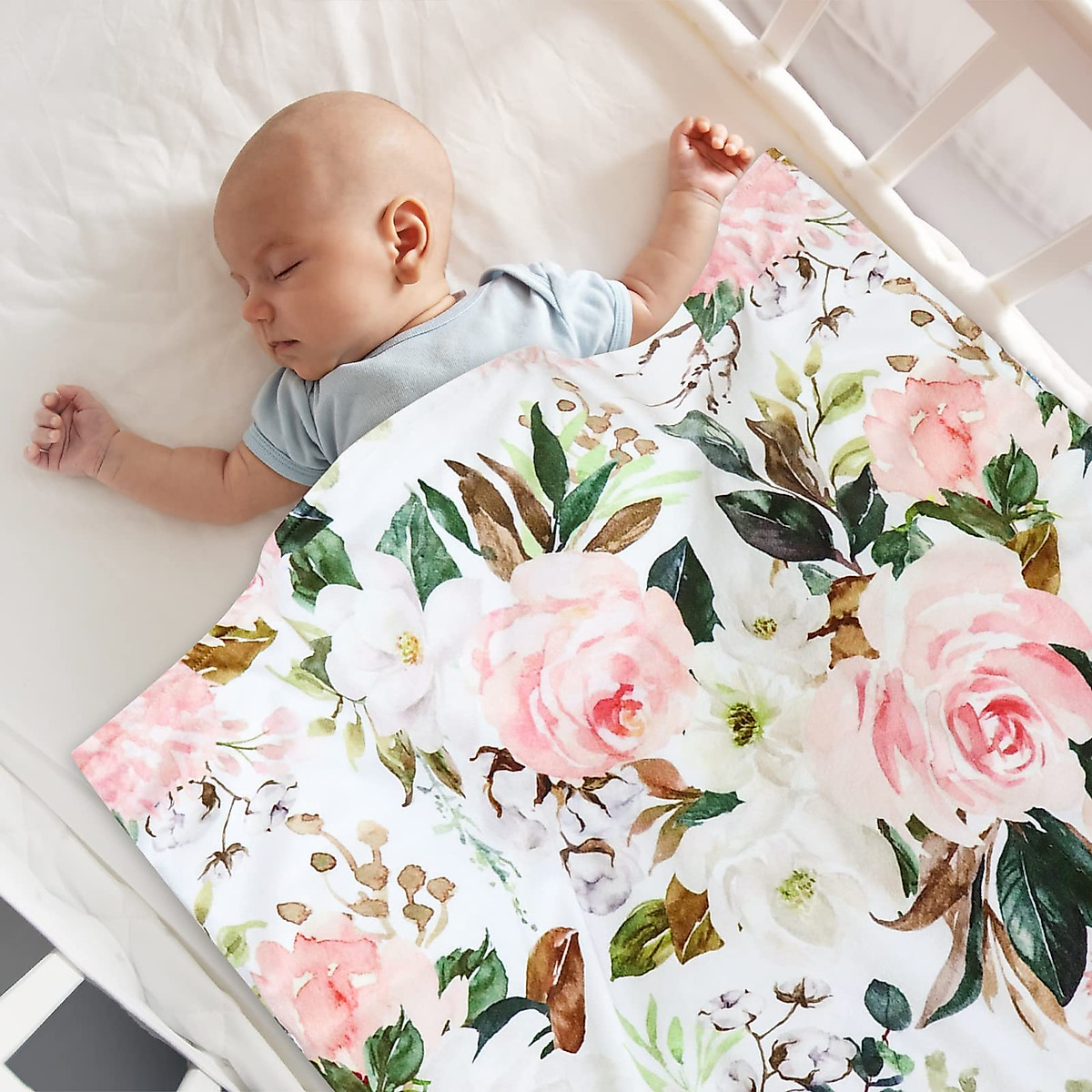 Changing Pad Cover & Baby Blanket, Pink Flower