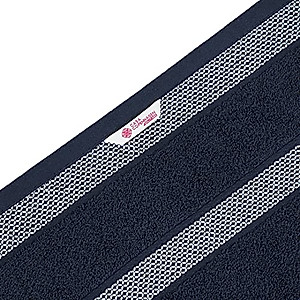 CASA COPENHAGEN Solitaire Designed in Denmark 600 GSM 2 Bath Towels 2 Hand Towels 2 Washcloths, Super Soft Egyptian Cotton 6 Towels Set for Bathroom, Kitchen & Shower - Grey Violet + Navy Blue