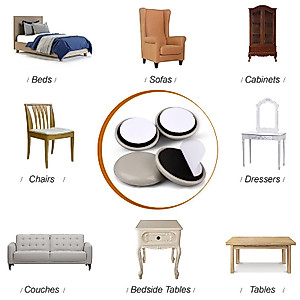 1-1/4" Furniture Sliders for Carpet & Hardwood Floors, 24PCS Furniture Pads for Quickly and Easily Move Any Item and Protect The Floor