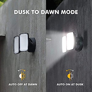 LUTEC LED 3500 Lumen 32W 5000K Integrated Dual-Head Floodlight Outdoor Dusk to Dawn Waterproof Exterior Security Wall Light for Patio Garden Yard