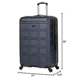 Ben Sherman Nottingham Lightweight Hardside 4-Wheel Spinner Travel Luggage, Naval, 28-Inch Checked