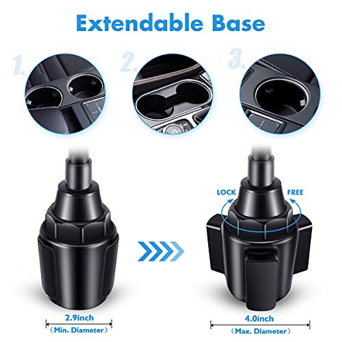 USB Car Fan, Car Cup Holder Fan Mount 3 Speeds Adjustable Gooseneck Fan Cradle for Better Cooling, Large Wind Single-Head Fan Powerful Quiet for Car, SUV Truck, Boat, Seat cup,Golf Car