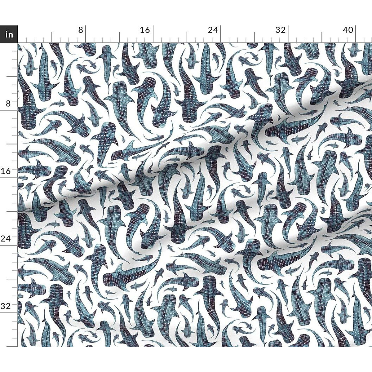 Spoonflower Fabric - Whale Shark Blue Animal Swimming Navy Sea Ocean Printed on Petal Signature Cotton Fabric by The Yard - Sewing Quilting Apparel Crafts Decor
