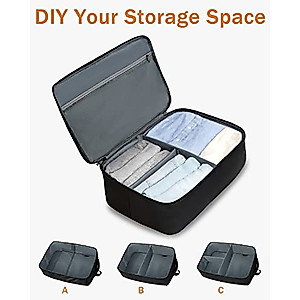 Carry on Backpack with DIY Divider, 45L Travel Backpack Airline Approved for Men, Underseat Luggage Suitcase Daypack Overnight Weekender Bags for Flight Personal Item, Gifts for Travelers Women, Black