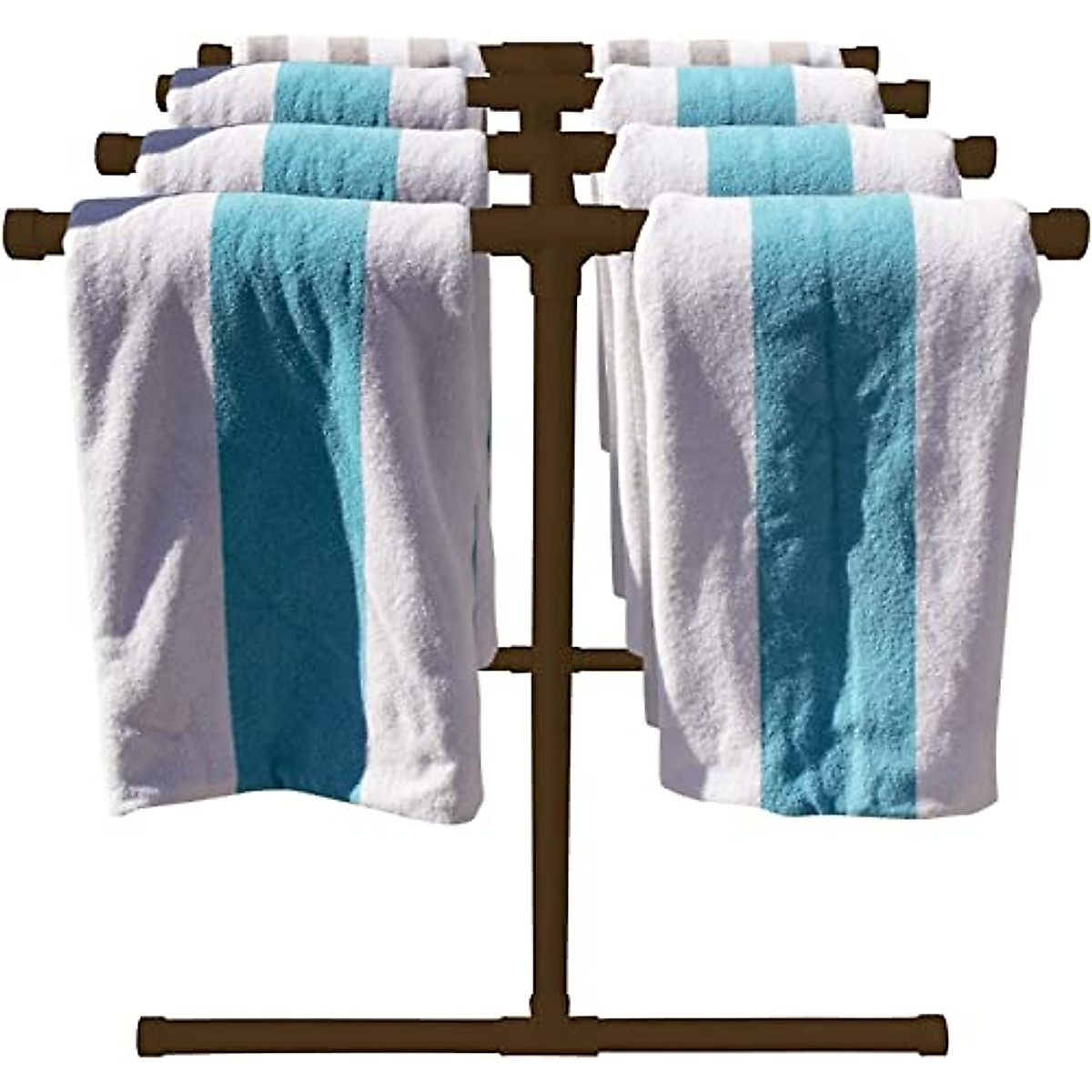 Poolside Storage Organizer for Drying Wet Towels, Floats, Noodles, Paddles, 37.5" W x 37.5" L x 41" H, (Brown)