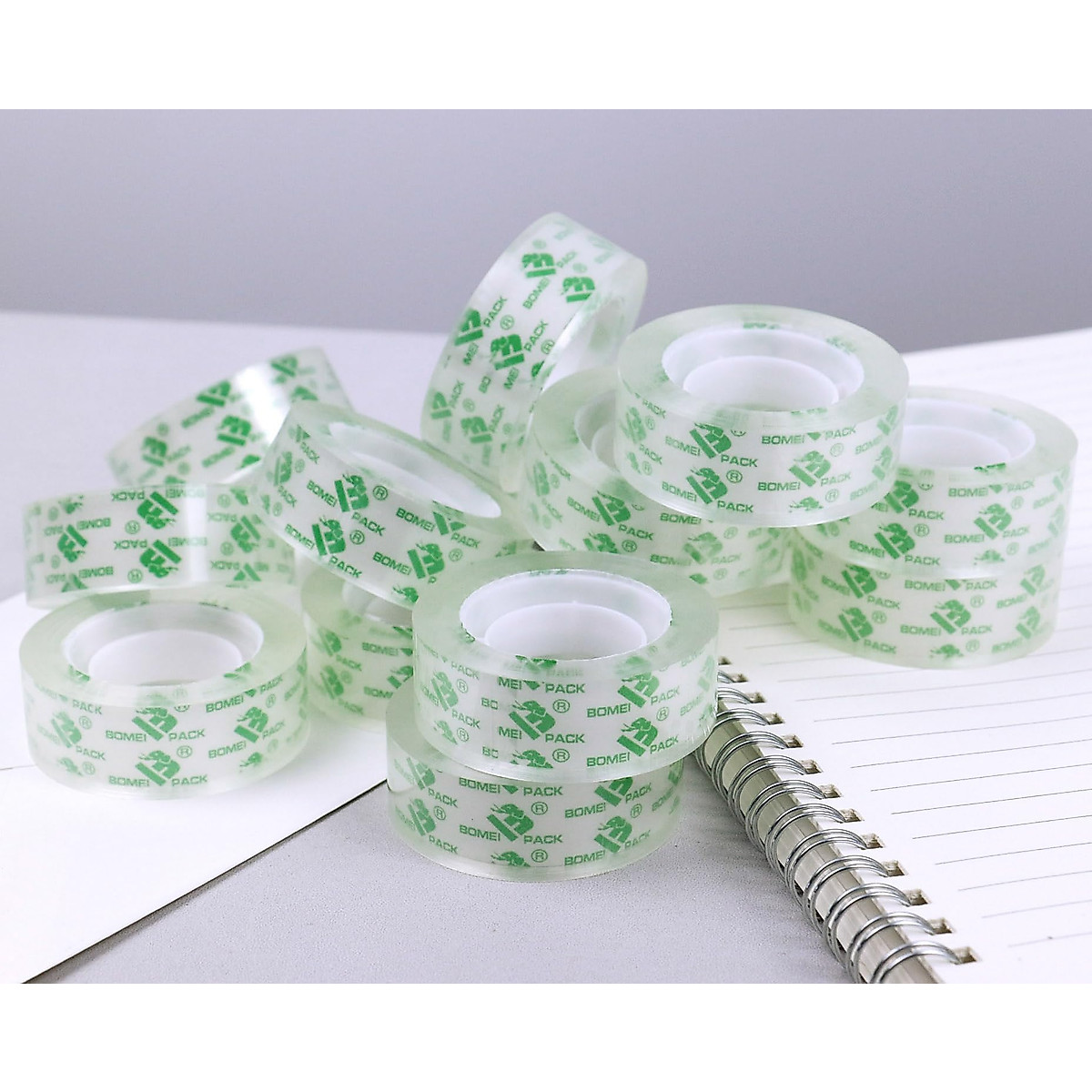 BOMEI PACK 48 Rolls Crystal Clear Transparent Tape, Stationery Tape Refills Rolls for Dispenser, 3/4 in x 1000 in,1 inch Core, Gift Wrapping Tape for Office, School and Home