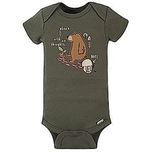 Gerber Baby Boys' 4-Pack Short Sleeve Onesies Bodysuits, Bear Green, 3-6 Months