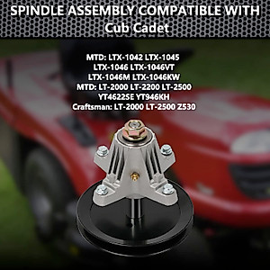 KOOTANS 46" Deck Spindle 918-04636 918-04636A 918-04865 918-04865A 618-04636 618-04636A 618-04865 618-04865A Spindle Assembly for Cub Cadet MTD Troy Bilt Craftsman LTX1045 LTX1046 LT2200 LT2500 Z530