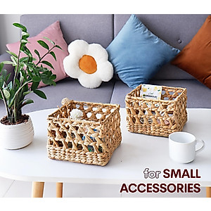 CHI AN HOME Wicker Hyacinth Cube Baskets Pack 4 + Set 4 Nesting Storage Baskets