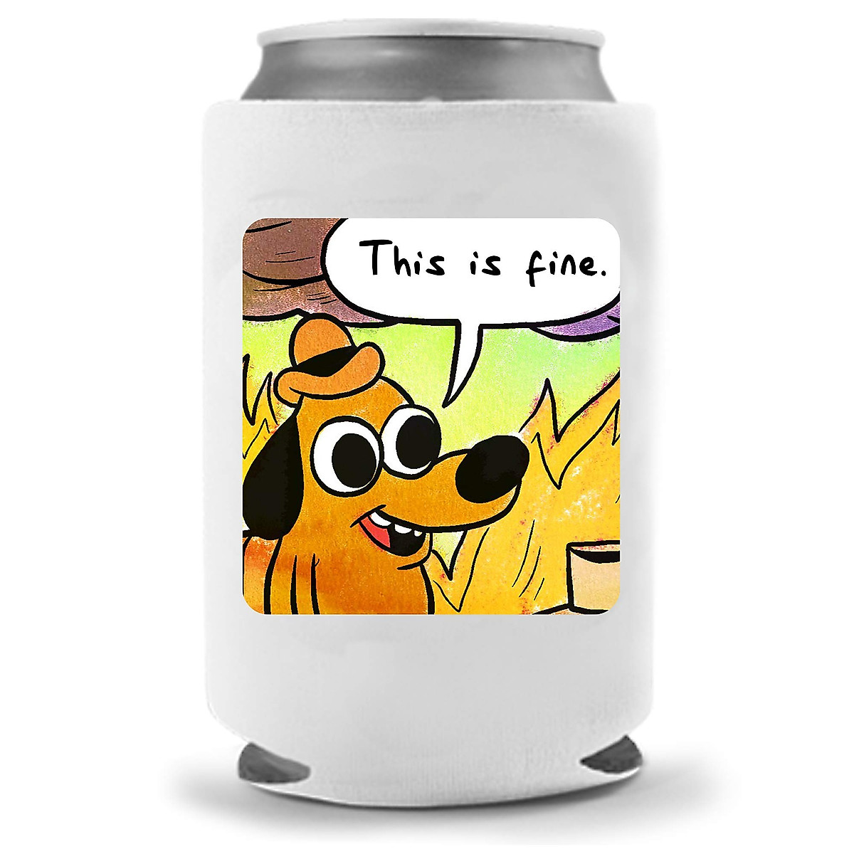 Cool Coast Products - This Is Fine Dog Coffee Fire Coolie | Funny Novelty Can Cooler Hugger Coolie Huggie | Beer Beverage Holder | Beer Under $10 Gifts | Quality Neoprene No Fade Can Cooler (1)