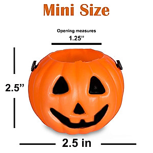 24 Mini Pumpkin Trick or Treat Buckets Bulk Halloween Candy Holders Container for Kids, Halloween Goodie Bags, by 4E's Novelty