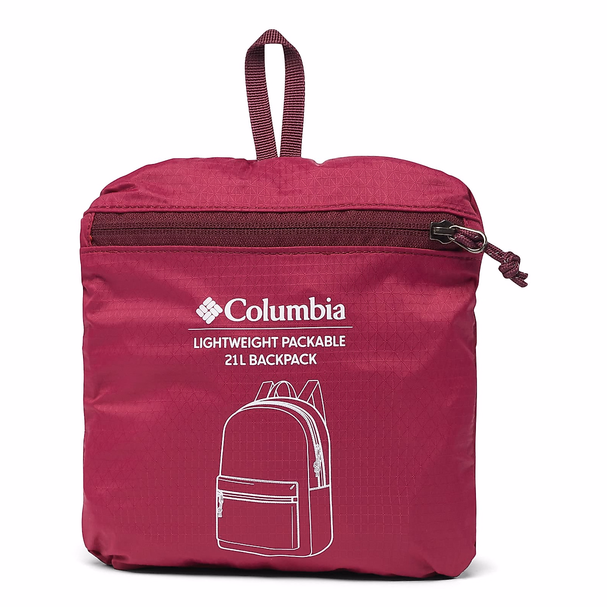 Columbia Unisex Lightweight Packable 21L Backpack, Red Onion, One Size