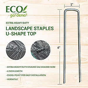 ECOgardener Extra Heavy Duty Galvanized Weed Barrier Landscape Fabric Staples